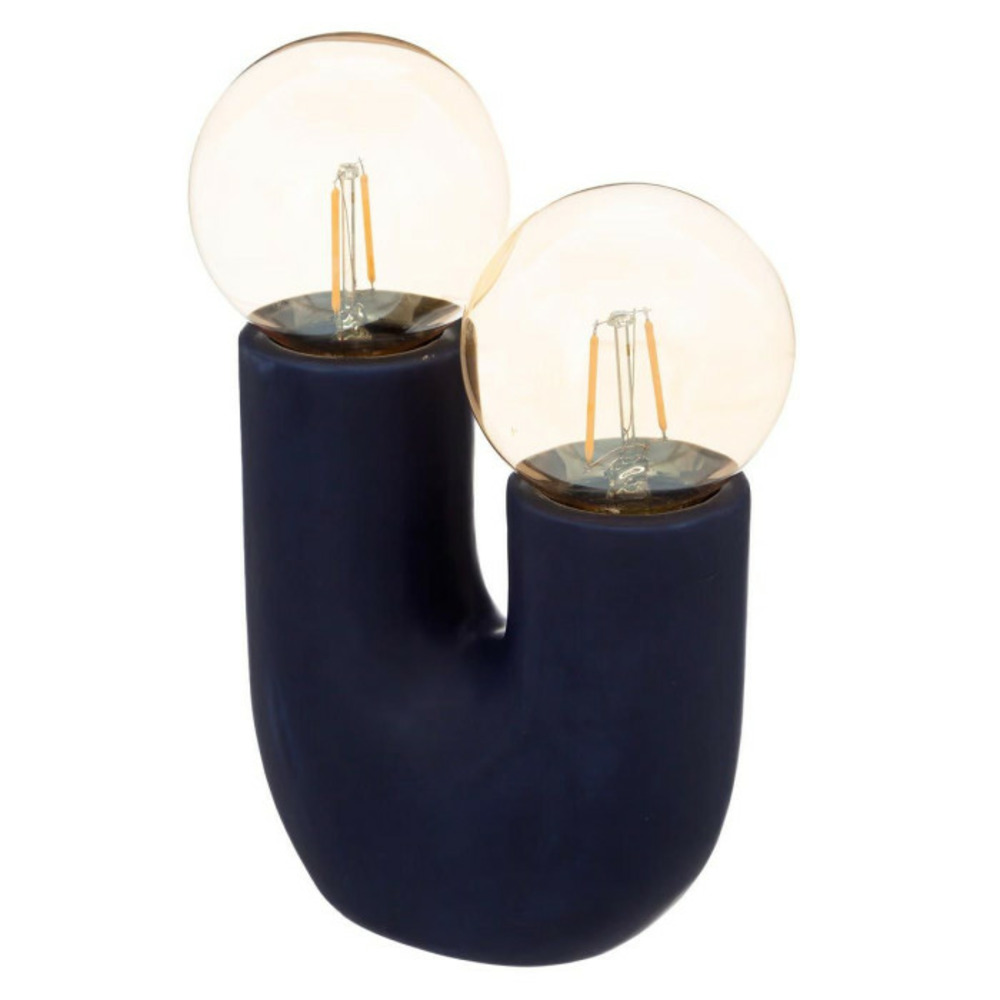 Lampe à poser à led double "olme" 22cm bleu | Truffaut
