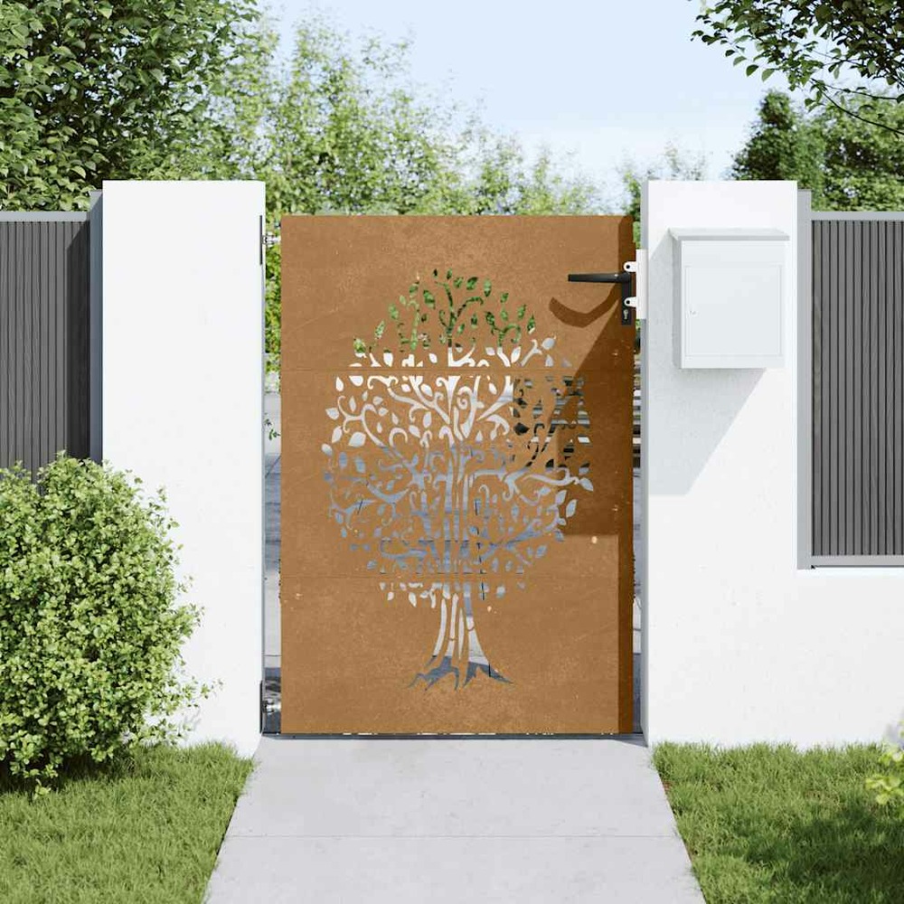 Portail de jardin 85x150 cm acier corten conception de l'arbre | Truffaut