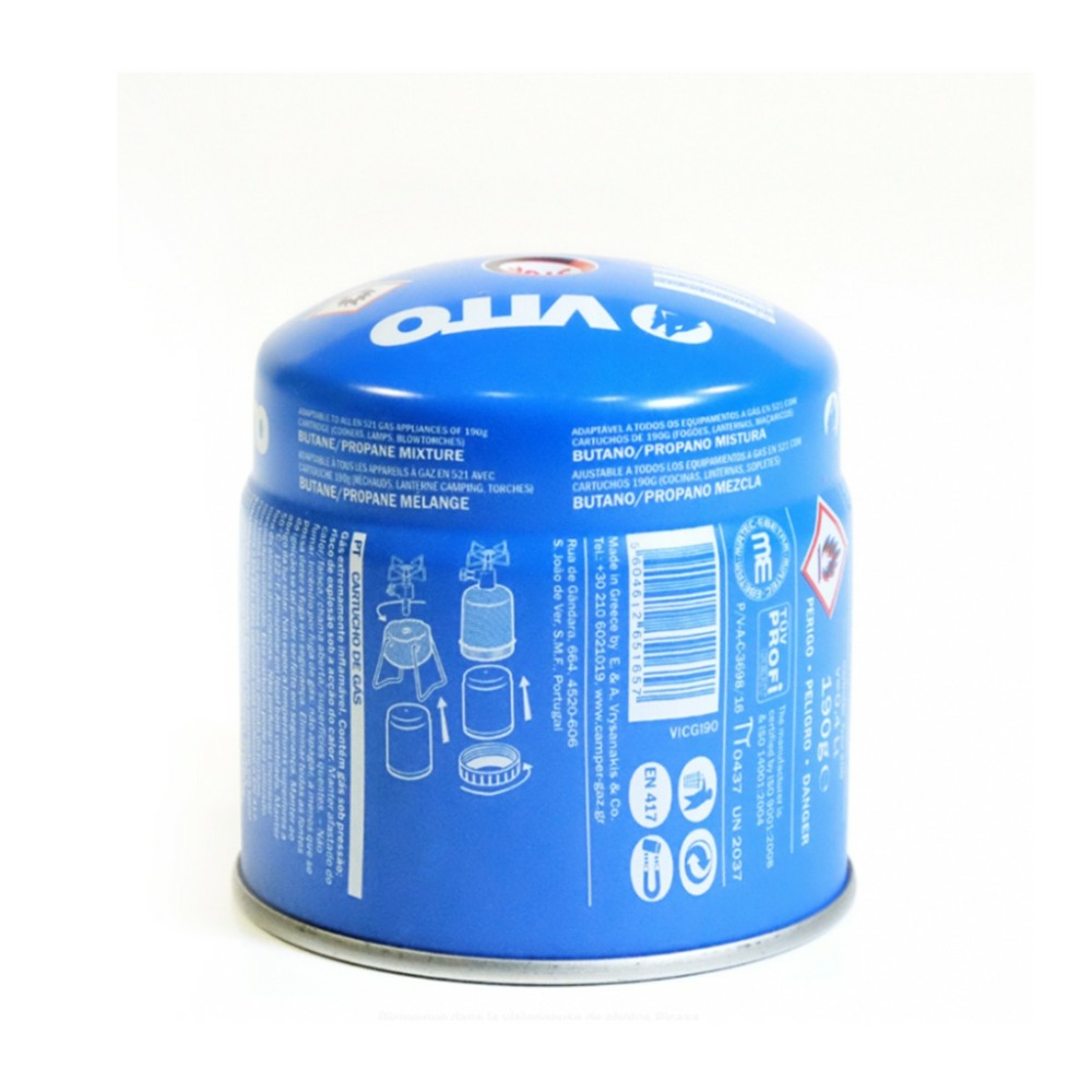 Cartouche gaz 190g vito butane perçable avec système sécurité stop-gaz ...