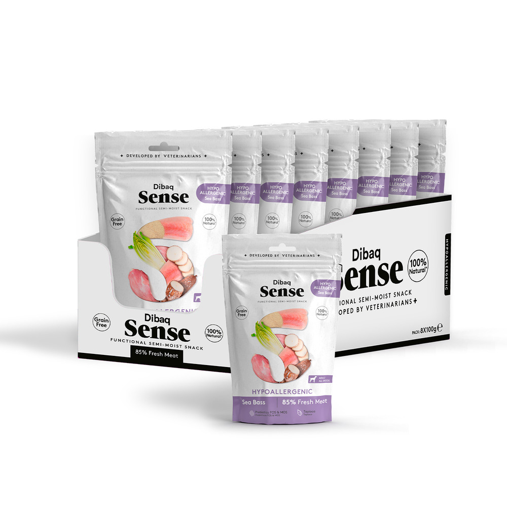 Dibaq sense snack hypoallergénique lubina pour chiens (8unités x 100g ...
