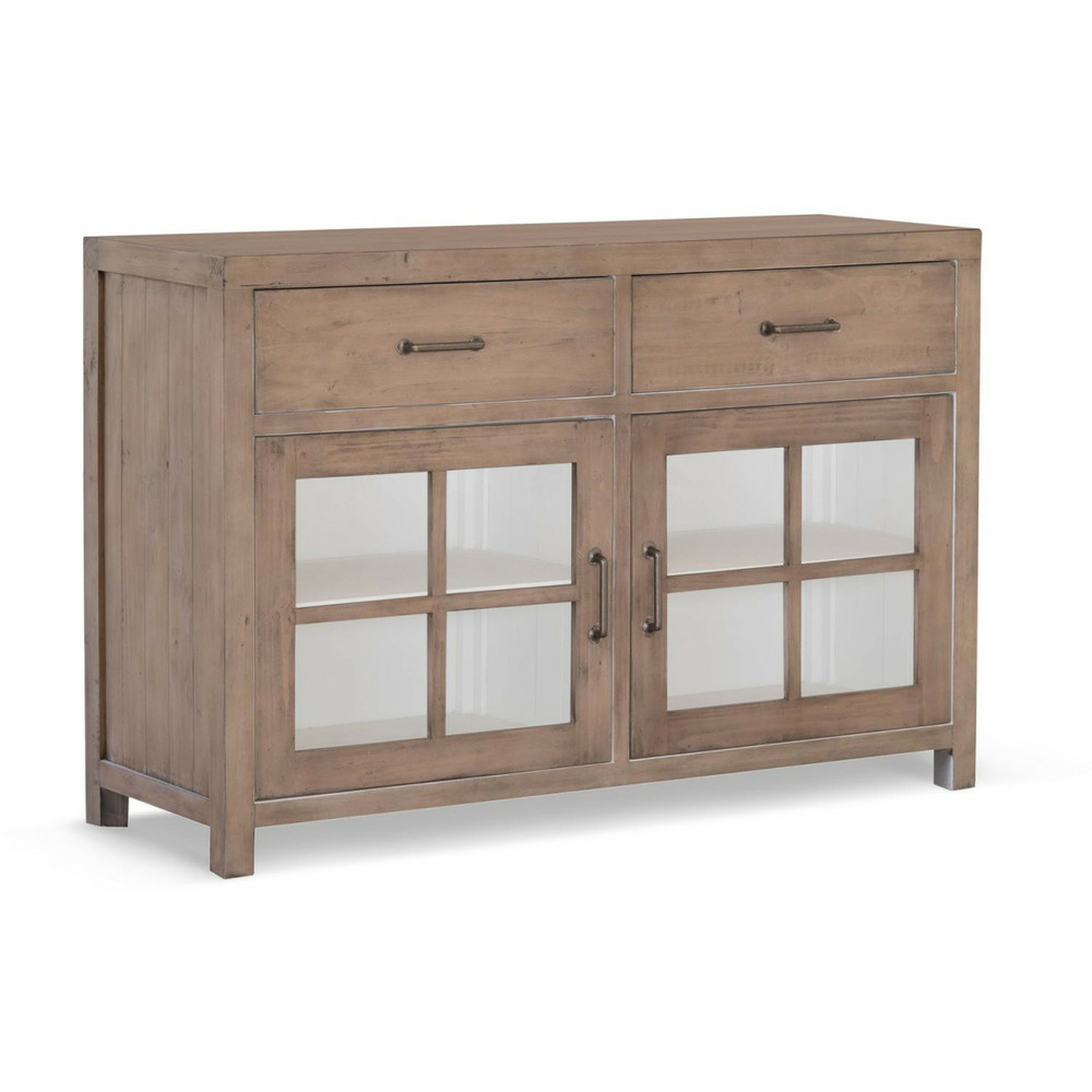 Buffet 2 tiroirs bois marron 135x45x90cm | Truffaut