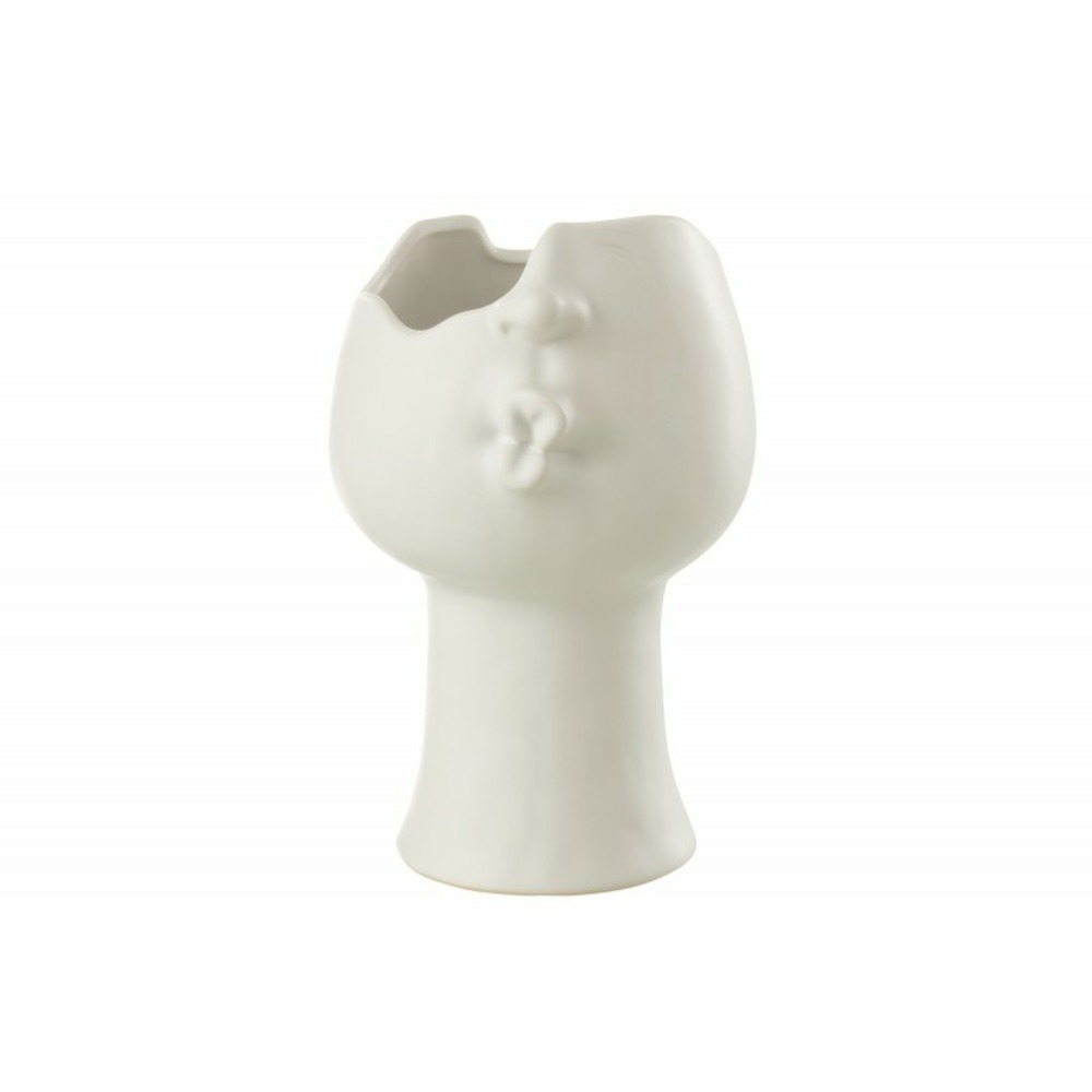 Cache-pot visage en porcelaine blanche 21x30cm | Truffaut