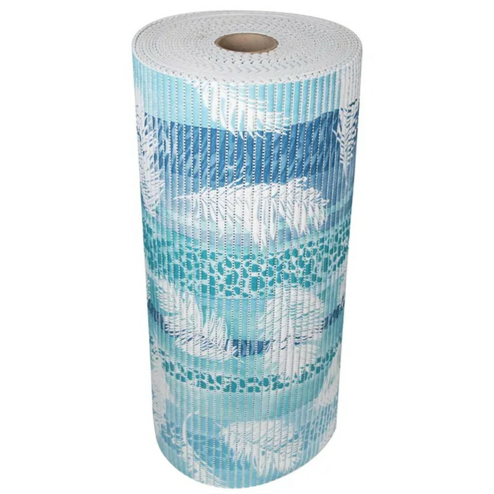 Tapis mousse bleu clair sur-mesure à motif plumes l.0.65 x l.1500 cm ...