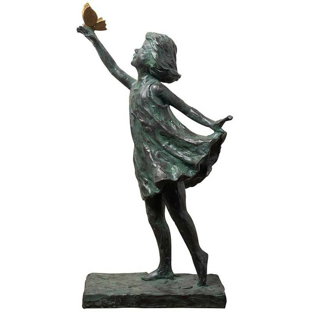 Statue petite fille aux papillons chehoma 48x13x16cm | Truffaut