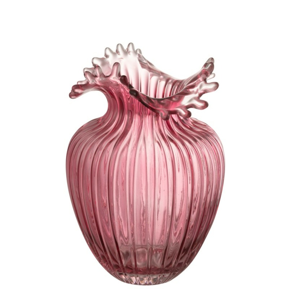 Vase en verre rose 19x19x29 cm | Truffaut