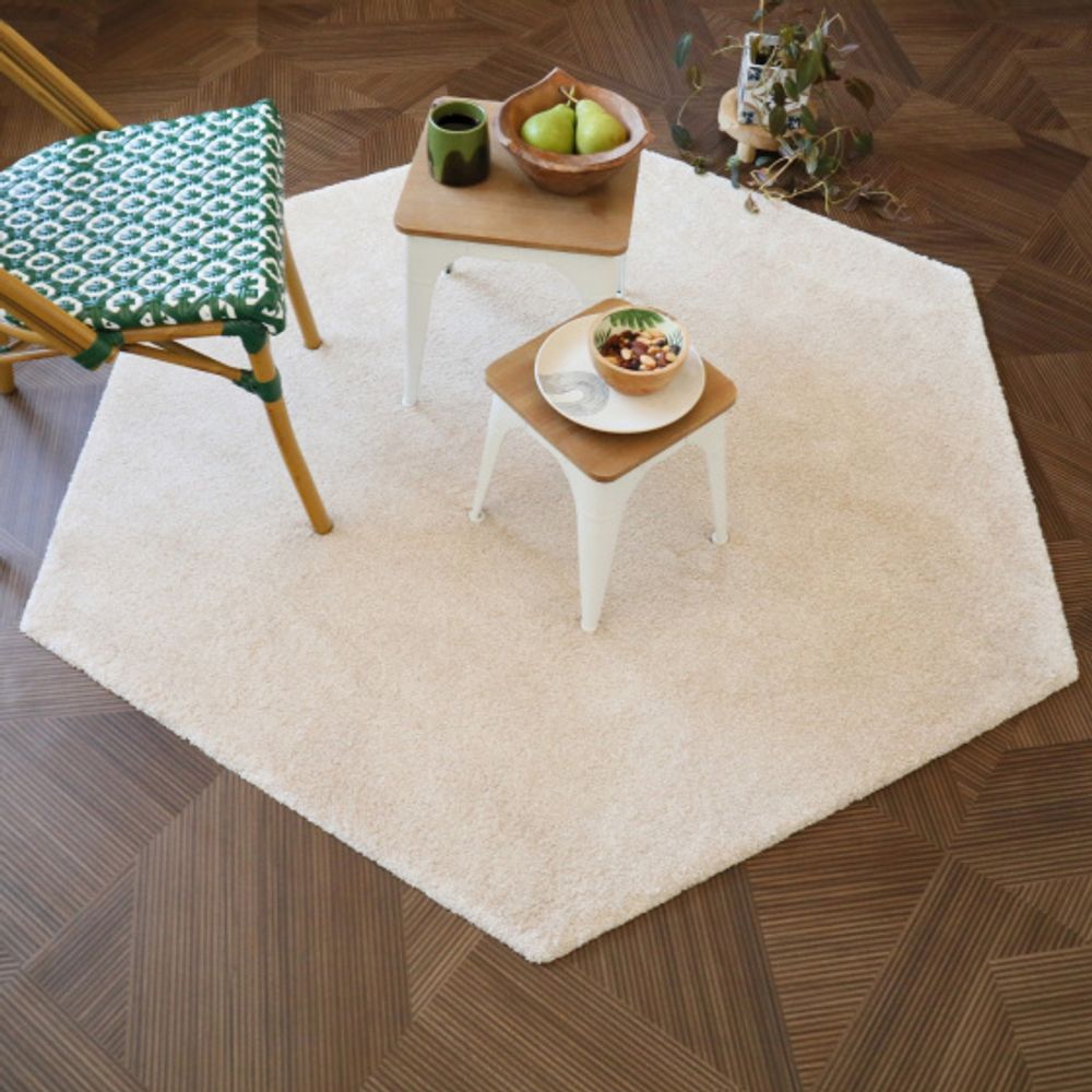 Tapis de salon design hexagonal - touch - beige clair - 200 x 231 cm ...