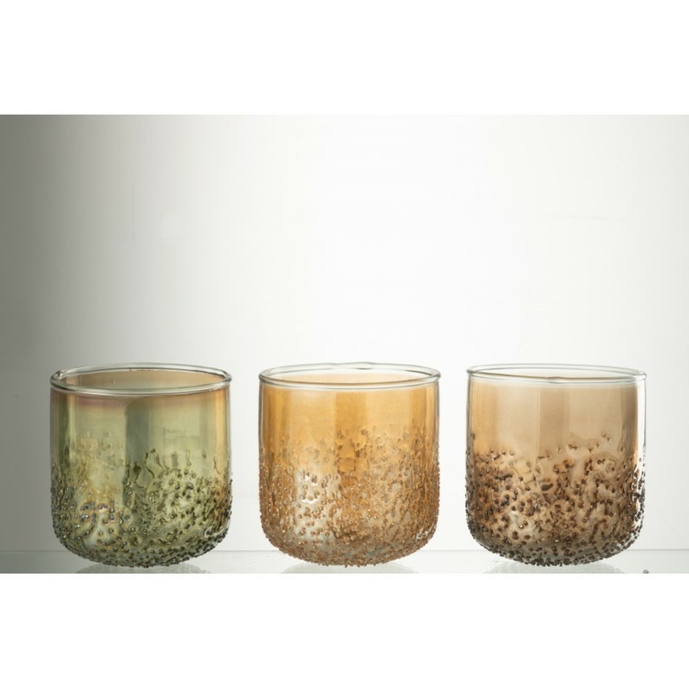 Set de 3 photophores en verre multicouleur 10x10x10 cm | Truffaut