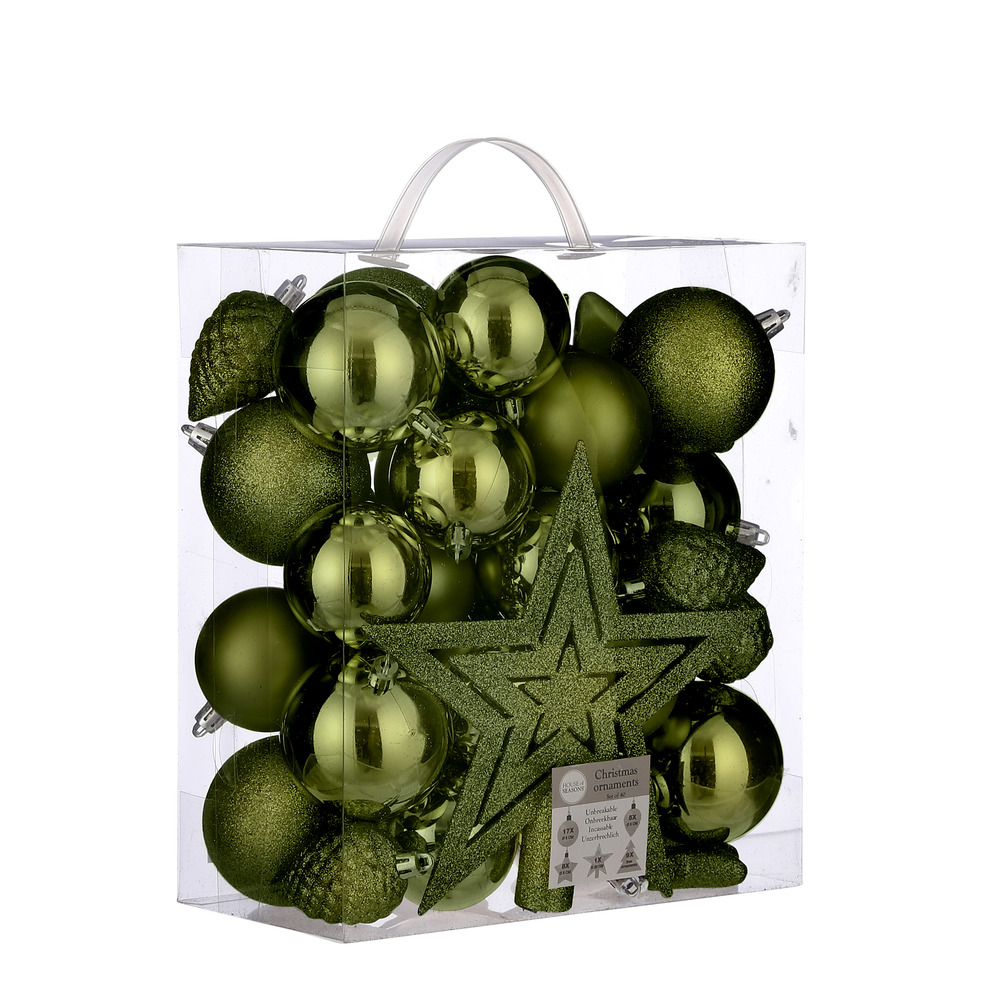 Boules de noël en plastique vert foncé - 40 pièces | Truffaut