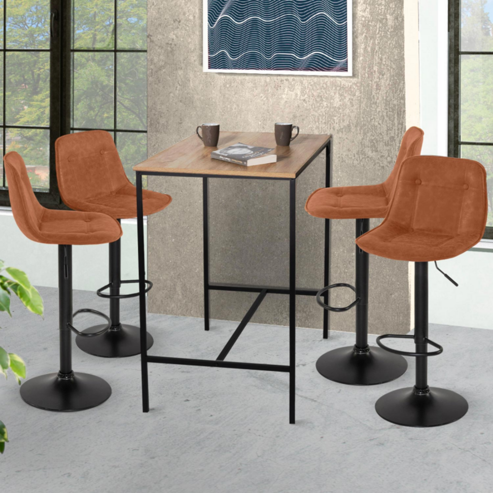 Lot de 4 tabourets de bar denver marron clair vintage | Truffaut