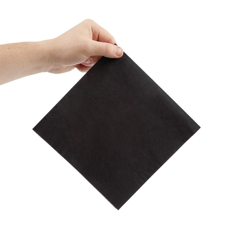 Serviettes dîner recyclable 3 plis format 1/4 400mm noires lot de 1000 ...