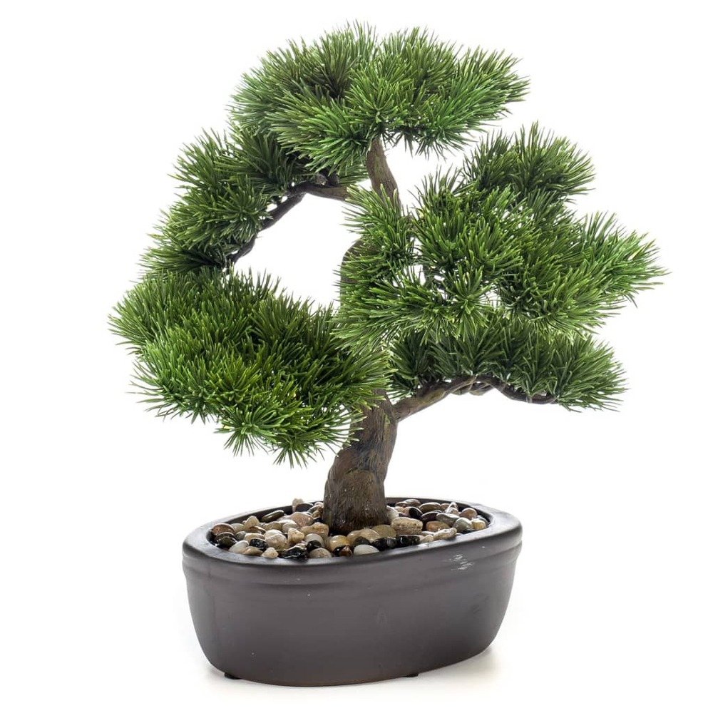 Bonsaï pinus artificiel sur plaque marronne 32 cm | Truffaut