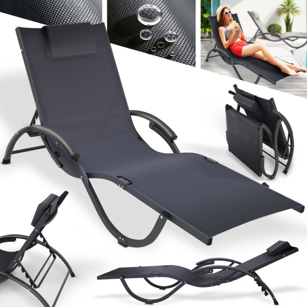 Chaise longue transat de jardin pliable dossier 4 positions réglable ...