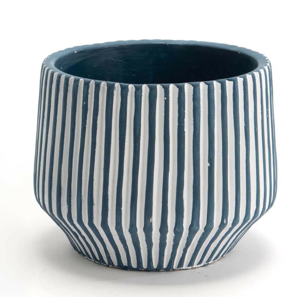 Grand cache pot bleu rayures | Truffaut