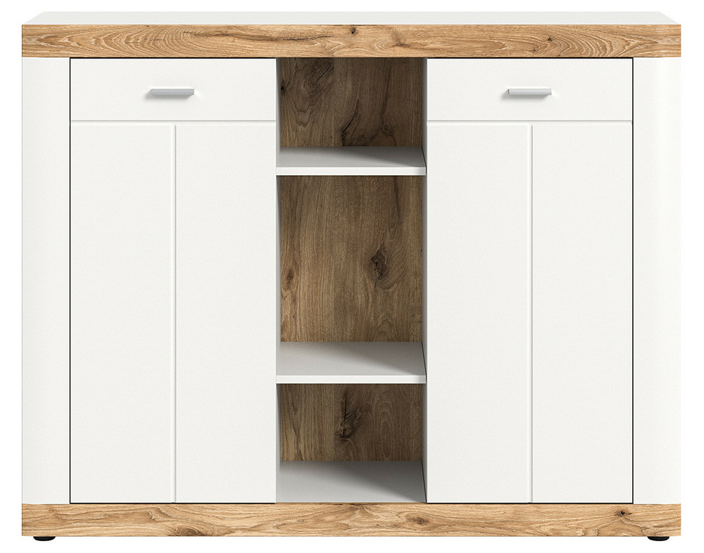 Coventry - buffet haut - blanc et bois - 104x131 cm | Truffaut