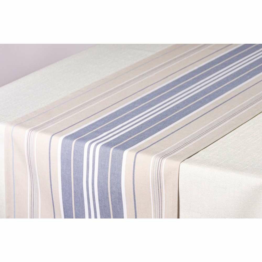Chemin de table 'Belharra' en coton tissé bleu - 50 x 145 cm | Truffaut