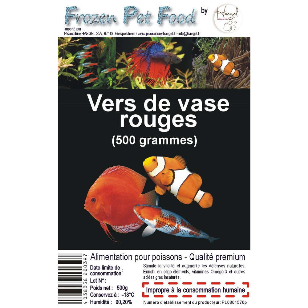 Alimentation poissons Nutris vers de vase rouges : 500gr Haegel | Truffaut