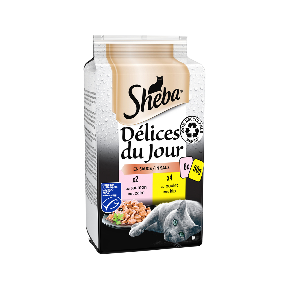 Sachet Fraicheur Sheba Délice volaille et poisson pour chat : 6x50gr ...
