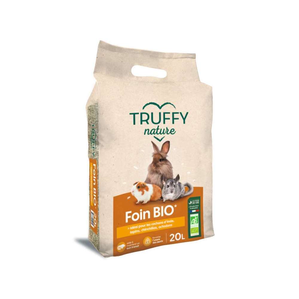 Foin Bio Truffy produit en France pour petits animaux herbivores 20L ...