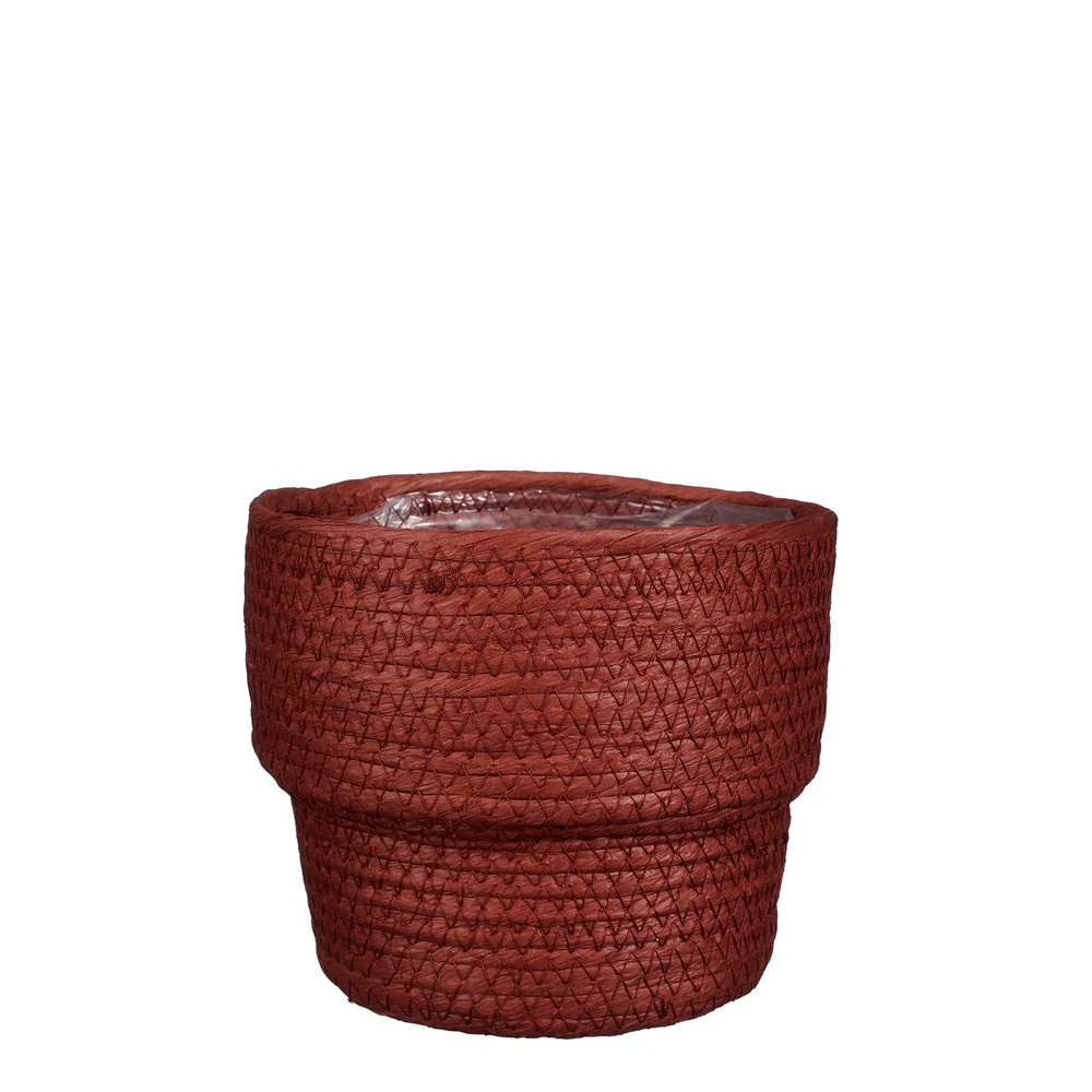Cache-pot d'intérieur en fibres végétales Buck rond rouge H.15 x D17cm ...